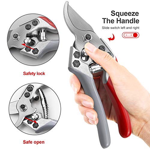 Pruning Shears, Garden Clippers Plant Scissors Professional Bypass Pruner Tree Branch Cutter Plant Trimming Scissors 2 PCS Red