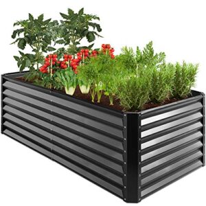 best choice products 6x3x2ft outdoor metal raised garden bed, deep root box planter for vegetables, flowers, herbs, and succulents w/ 269 gallon capacity – gray