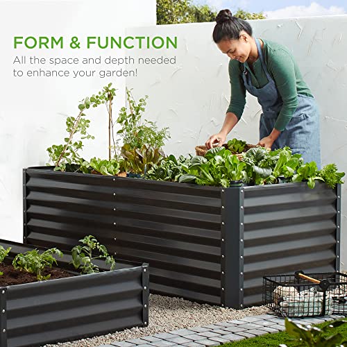 Best Choice Products 6x3x2ft Outdoor Metal Raised Garden Bed, Deep Root Box Planter for Vegetables, Flowers, Herbs, and Succulents w/ 269 Gallon Capacity - Gray