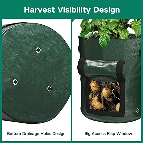 Potato Grow Bags with Flap and Handles，10 Gallon Garden Vegetable Planter，Fabric Plant Planter Pots for Potato, Carrot, Onion, Tomato and Vegetables with Heavy Duty（4 Pack）