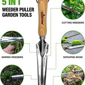 Gardtech Weeder Puller, Hand Weeder Tool, Weeding Trowel, Garden Weeding Tools with Wooden Handle Stainless Steel Head for Easy Weeder Removal, Transplanting, Pruning, Digging Multi Use Gardening Tool