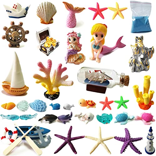 HYG Fairy Garden Accessories, Miniature Kit, Undersea Paradise, Mini Ocean Assesseries, Seabed Scenery Accessories Outdoor Figurines Set (a) a 8*8*9 2110111905