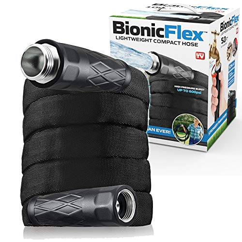 Bionic Flex 50’ Garden Hose, Ultra Durable & Lightweight Weatherproof Garden Water Hose, 600 PSI Crush Resistant EZ Connect Metal Fittings, Tear Resistant, Kink Free Outdoor Hose, Outdoor Yard Hose