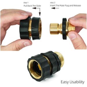 3/4 Inch Garden Hose Quick Connector Fittings Value Pack Quick Release Hose Connect for RV Water Hose and Spray Nozzle