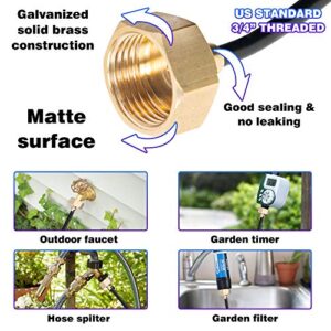 Hourleey Garden Hose Adapter, Brass Standard 3/4" Female Thread to 1/4" Tube Adapter for Water Hose, Convert 3/4" Garden Hose to 1/4" Tube, 3 Set