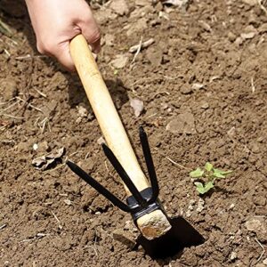 konrissun Garden Tools Garden Hoe Garden Shovel and Hoe Flower and Vegetable Tiller Garden Tools Hoe with Wooden Handle Garden Tools