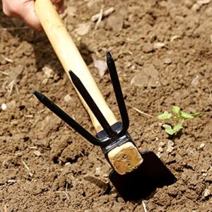 konrissun Garden Tools Garden Hoe Garden Shovel and Hoe Flower and Vegetable Tiller Garden Tools Hoe with Wooden Handle Garden Tools