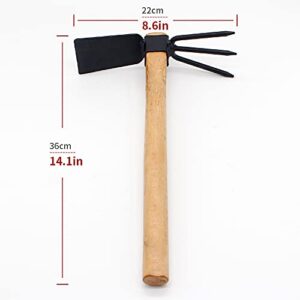 konrissun Garden Tools Garden Hoe Garden Shovel and Hoe Flower and Vegetable Tiller Garden Tools Hoe with Wooden Handle Garden Tools