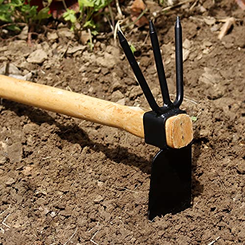 konrissun Garden Tools Garden Hoe Garden Shovel and Hoe Flower and Vegetable Tiller Garden Tools Hoe with Wooden Handle Garden Tools