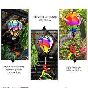 timecity 3pcs Hot Air Balloon Wind Spinner Rainbow Garden Pinwheels Whirligigs Wind Spinner Windmill Striped Rainbow Windsock Rotating Sequins Windmill Wind Twister Hanging Decor