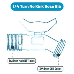 Minimprover Premiunm Brass Hose 90 Degree Elbow Stop Valve Hose Bibb Boiler Drain 1/2" Male NPT MIP Inlet ×3/4" Male GHT Threaded Garden Hose Connector Adapter Water Shut-Off Valve Faucet