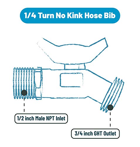 Minimprover Premiunm Brass Hose 90 Degree Elbow Stop Valve Hose Bibb Boiler Drain 1/2" Male NPT MIP Inlet ×3/4" Male GHT Threaded Garden Hose Connector Adapter Water Shut-Off Valve Faucet