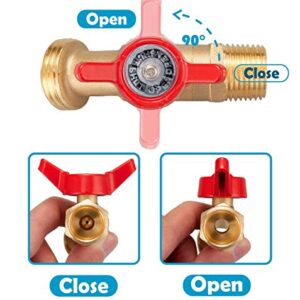 Minimprover Premiunm Brass Hose 90 Degree Elbow Stop Valve Hose Bibb Boiler Drain 1/2" Male NPT MIP Inlet ×3/4" Male GHT Threaded Garden Hose Connector Adapter Water Shut-Off Valve Faucet