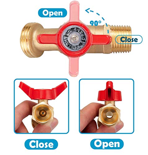 Minimprover Premiunm Brass Hose 90 Degree Elbow Stop Valve Hose Bibb Boiler Drain 1/2" Male NPT MIP Inlet ×3/4" Male GHT Threaded Garden Hose Connector Adapter Water Shut-Off Valve Faucet