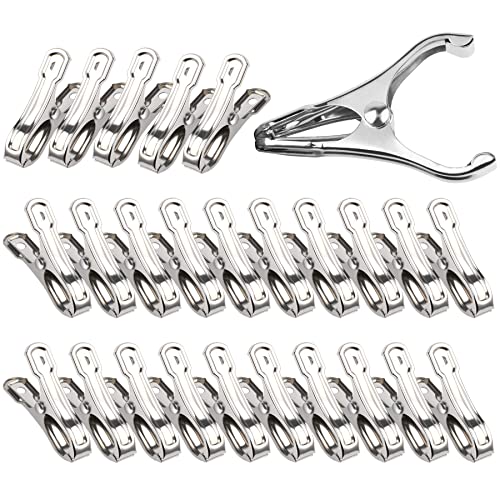 JULMELON 25 Pcs Greenhouse Clips,Stainless Steel Greenhouse Clamps,Heavy Duty Garden Clips with Large Open Strong Grip for Fixing Netting Cover Film,Season Plant Support Clips