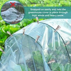 JULMELON 25 Pcs Greenhouse Clips,Stainless Steel Greenhouse Clamps,Heavy Duty Garden Clips with Large Open Strong Grip for Fixing Netting Cover Film,Season Plant Support Clips