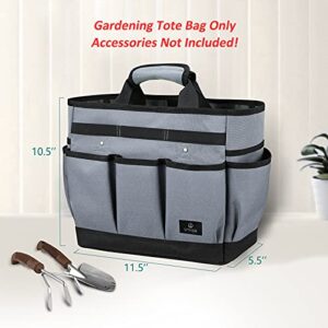 SITHON Gardening Tote (Bag Only), Garden Tool Kit Holder Home Organizer Storage Carrier with Handle 8 Roomy Pockets, Heavy Duty Wear Resistant for Indoor Outdoor Gardening (Gray/Black)