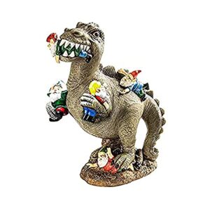 dinosaur eating gnomes garden art decor outdoor statue art decoration for lawn yard housewarming garden gift