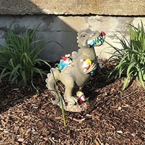 Dinosaur Eating Gnomes Garden Art Decor Outdoor Statue Art Decoration for Lawn Yard Housewarming Garden Gift