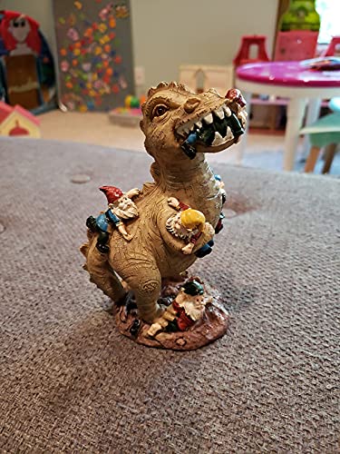 Dinosaur Eating Gnomes Garden Art Decor Outdoor Statue Art Decoration for Lawn Yard Housewarming Garden Gift