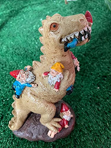 Dinosaur Eating Gnomes Garden Art Decor Outdoor Statue Art Decoration for Lawn Yard Housewarming Garden Gift