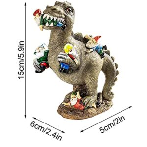 Dinosaur Eating Gnomes Garden Art Decor Outdoor Statue Art Decoration for Lawn Yard Housewarming Garden Gift