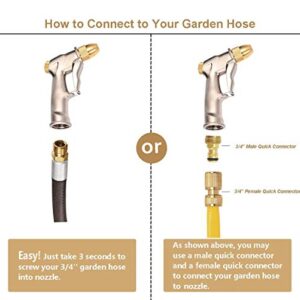 Heavy Metal Hose Nozzle, Garden Hose Nozzle, High Pressure Water Nozzle, Adjustable Watering Mode, Brass Nozzle With Quick Connector, For Pet Shower, Garden Plant Watering, Car Cleaning Nozzle (02)