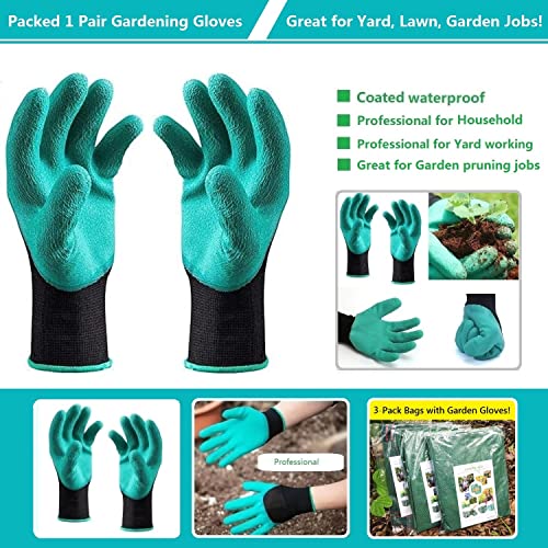 Professional 2-Pack 137 Gallon Lawn Garden Bags (D34, H34 inches) Yard Waste Bags with Coated Gloves - Large Reusable Yard Leaf Bags 4 Handles,Gardening Clippings Bags,Leaf Container,Trash Bags