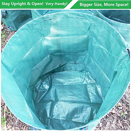 Professional 2-Pack 137 Gallon Lawn Garden Bags (D34, H34 inches) Yard Waste Bags with Coated Gloves - Large Reusable Yard Leaf Bags 4 Handles,Gardening Clippings Bags,Leaf Container,Trash Bags