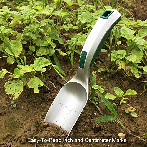 Bend-Proof Garden Trowel Tools with Sharp Edge, Rust Proof Small Gardening Hand Shovel, One-Piece Aluminum Transplanter with Grading Mark, Lightweight Comfortable Ergonomic Handle