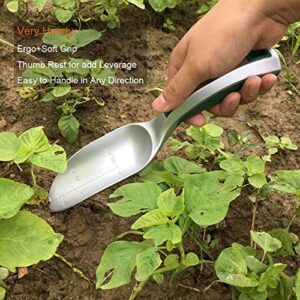 Bend-Proof Garden Trowel Tools with Sharp Edge, Rust Proof Small Gardening Hand Shovel, One-Piece Aluminum Transplanter with Grading Mark, Lightweight Comfortable Ergonomic Handle