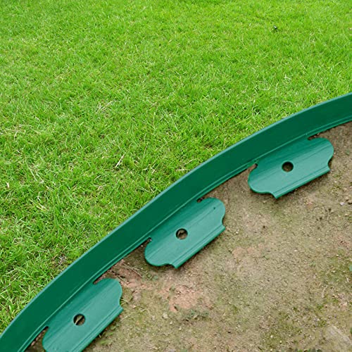 KoKoWill No Dig Landscape Edging Kit 33ft Length Garden Edging Border with 30 Spikes for Landscaping, Grass, Flower Gardens, Lawn, Yard (2 Inch Tall,Green,L Shape)