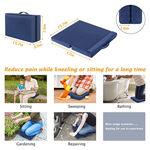 Garden Kneeler Seat and Bench Heavy Duty (Hold 330lbs-150kg), Upgraded Thicker & Wider Soft Detachable Kneeling Pad, Garden Kneeler & Stool with 2 Tool Pouches, Garden Gift for Women & Men, Navy Blue