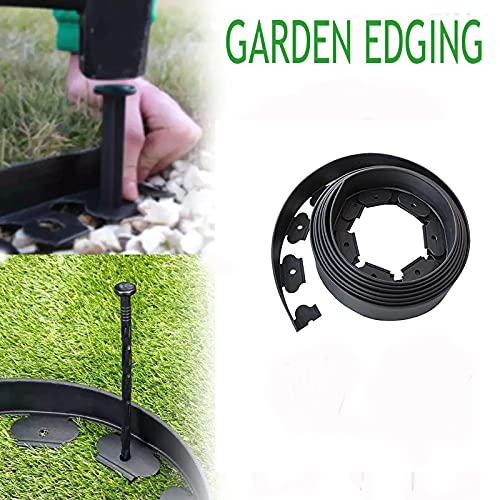 20ft Garden Kit with 18 Stakes,PE Plastic Garden for Yard,Lawn,Flower Gardens Border (Black-20FT)