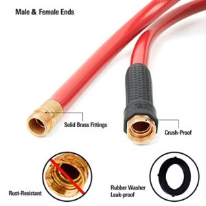 Solution4Patio Homes Garden 5/8 in. x 4 ft. Short Garden Hose Red Lead-in Hose Male/Female, No Leaking, Solid Brass Fitting for Water Softener, Dehumidifier, Vehicle Water Filter 12 Year Warranty