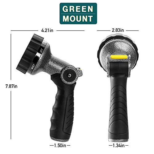 GREEN MOUNT Garden Hose Nozzle, Water Hose Spray Nozzle with Thumb Control On Off Valve for Easy Water Flow Control,Black-grey