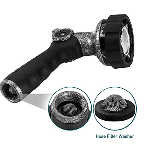 GREEN MOUNT Garden Hose Nozzle, Water Hose Spray Nozzle with Thumb Control On Off Valve for Easy Water Flow Control,Black-grey