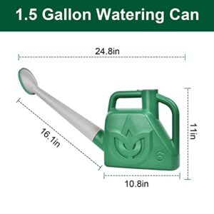 Watering Can for Indoor Outdoor Plants Garden Flower, 1.5 Gallon Modern Plastic Watering Cans with Removable Nozzle and Long Spout Ideal for Succulents, Outdoor, Gardening, Green