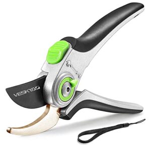 pruning shears, veskyao pruning shears for gardening, heavy duty garden shears, professional handheld garden bypass pruning shears, stainless steel sharp pruner secateurs with adjustable thumb lock