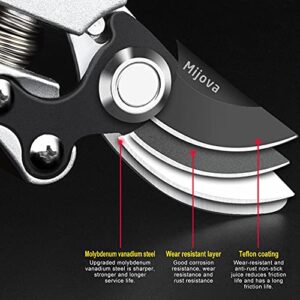 Garden Pruners, Heavy Duty Gardening Scissors Pruning Shears with Adjustable Thumb Lock, Handheld Gardening Tools Pruner, Stainless Steel Sharp Pruner Secateur (MJ001)