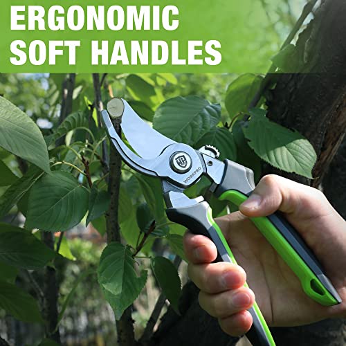 WORKPRO Garden Bypass Pruning Shears, 8.5" Garden Pruning Scissors with CRV Integral Forged Blades, Garden Clippers Hand Tools for Cutting and Trimming Bonsai, Branch, Herb, Rose, Flower