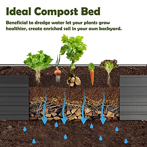 okcomuy 8x4x2ft Outdoor Galvanized Raised Garden Bed with Greenhouse, 2 Large Zipper Mesh Screen Windows Cover, Deep Root Planter Box for Vegetables, Flowers, Herbs, Succulents w/ 358 Gallon Capacity