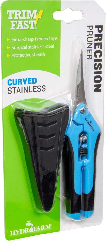 Hydrofarm HGPP400C Precision Curved Blade Pruners, 1-Pack, Blue