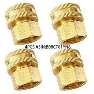 YOUHO Solid brass Garden Hose Fittings Connectors Adapter Heavy Duty Brass Repair Female to Female Double Female dual water hose connector(3/4" GHT Female to 1/2" NPT Female) 2 Pcs