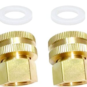 YOUHO Solid brass Garden Hose Fittings Connectors Adapter Heavy Duty Brass Repair Female to Female Double Female dual water hose connector(3/4" GHT Female to 1/2" NPT Female) 2 Pcs