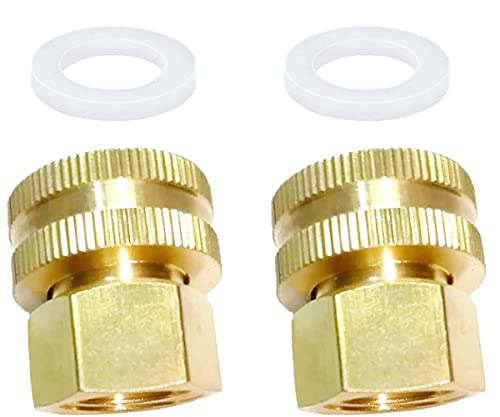 YOUHO Solid brass Garden Hose Fittings Connectors Adapter Heavy Duty Brass Repair Female to Female Double Female dual water hose connector(3/4" GHT Female to 1/2" NPT Female) 2 Pcs