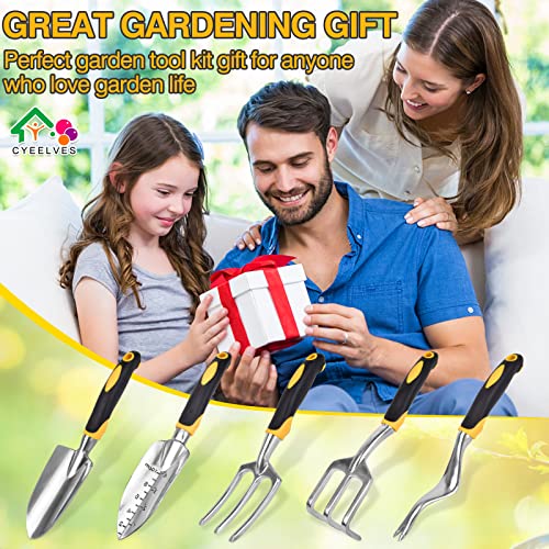 Garden Tool Set, 5 Piece Garden Tools, Garden Kit Heavy Duty Gardening Tool, Ergonomic Handle Shovel Rake Shears Sickle Digging Hoes Tool Kit for Women Men Gardener, Garden Starter Kit Gifts for Women