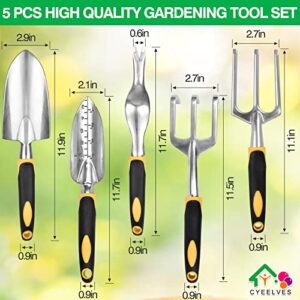 Garden Tool Set, 5 Piece Garden Tools, Garden Kit Heavy Duty Gardening Tool, Ergonomic Handle Shovel Rake Shears Sickle Digging Hoes Tool Kit for Women Men Gardener, Garden Starter Kit Gifts for Women