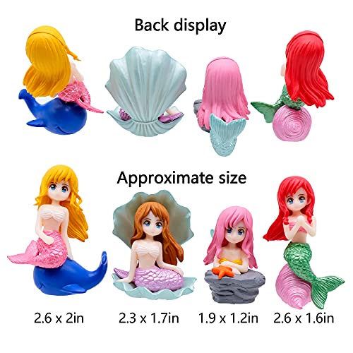 BLLREMIPSUR 4 PCS Mermaid Miniature Figurines, Mini Mermaid Doll Cake Toppers, Cute Mermaid DIY Ornaments for Fairy Garden, Terrarium, Dollhouse, Moss, Succulents Decorations