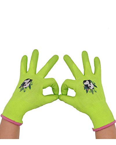 HANDLANDY Kids Gardening Gloves for Age 2-13 Latex Free, 3 Pairs Nitrile Coated Toddler Garden Gloves for Childrens Little Girls Boys Youth (Size 2（for age 2-4）)